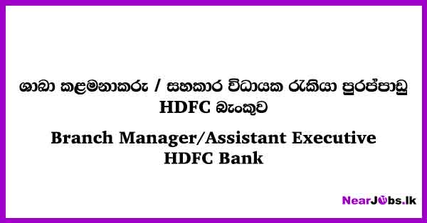 Branch Manager / Assistant Executive – HDFC Banking Job Vacancies in ...