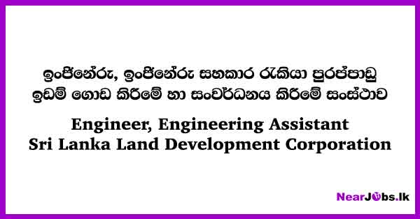 Engineer, Engineering Assistant - Sri Lanka Land Development Corporation Vacancies 2024