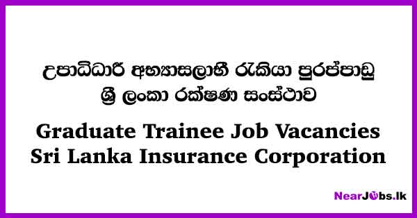 Graduate Trainee Job Vacancies 2025 - Sri Lanka Insurance Corporation - Nearjobs.lk