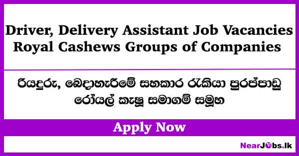 Royal Cashews Driver, Delivery Assistant Job Vacancies 2025 - Nearjobs.lk